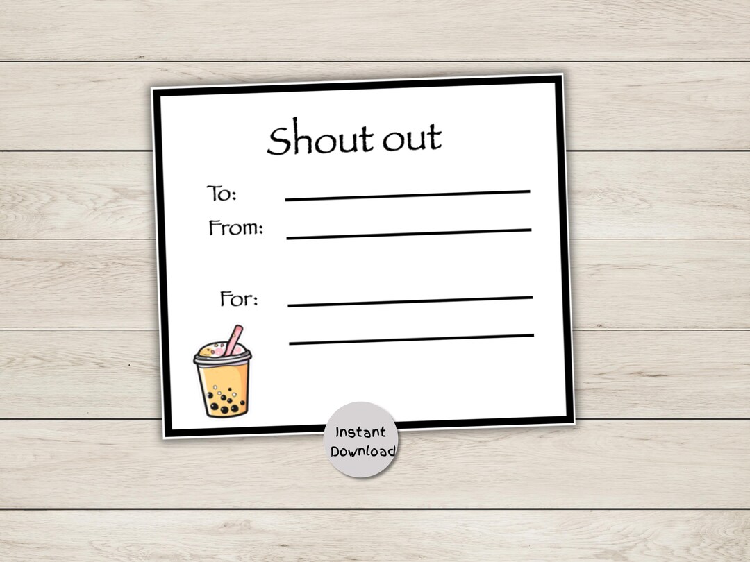 Shout Out Cards - Bubble Tea - Encouragement Cards - Compliment Cards ...