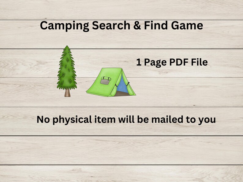 Camping Search and Find Game - Instant Download - I Spy Game - Party ...