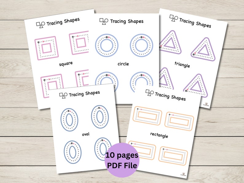 Tracing Shapes Worksheets - Printable - PDF File - Pre-writing Activity ...