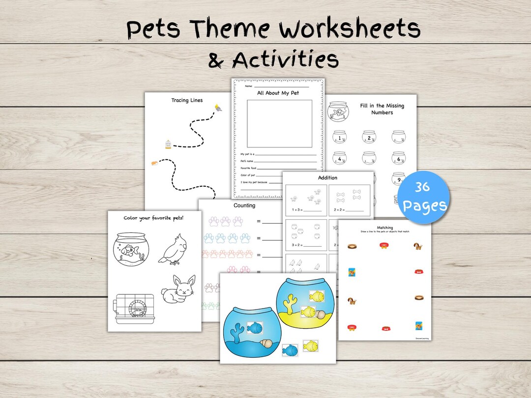 Preschool Worksheets and Activities - Pets Theme - 36 Pages - Instant ...