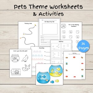 Preschool Worksheets and Activities - Pets Theme - 36 Pages - Instant ...