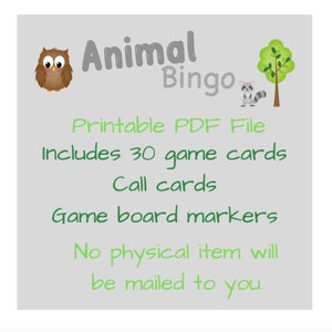 Animal Bingo - 30 Different Game Boards Printable Game - Call Cards and ...