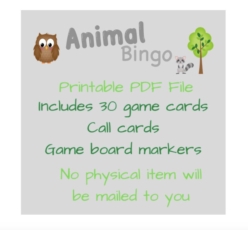 Animal Bingo - 30 Different Game Boards Printable Game - Call Cards and ...