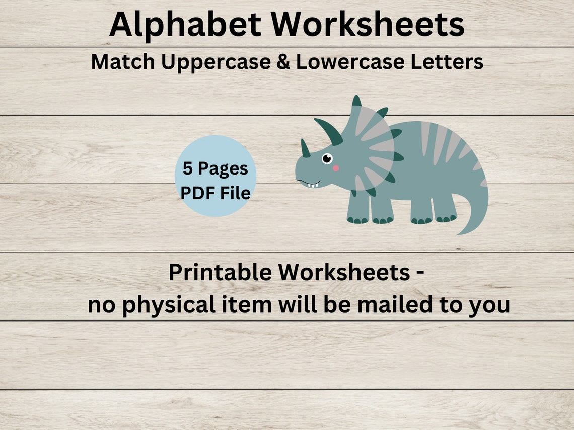Alphabet Worksheets Match Uppercase and Lowercase Letters Dinosaurs ...