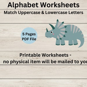 Alphabet Worksheets - Match Uppercase and Lowercase Letters - Dinosaurs ...