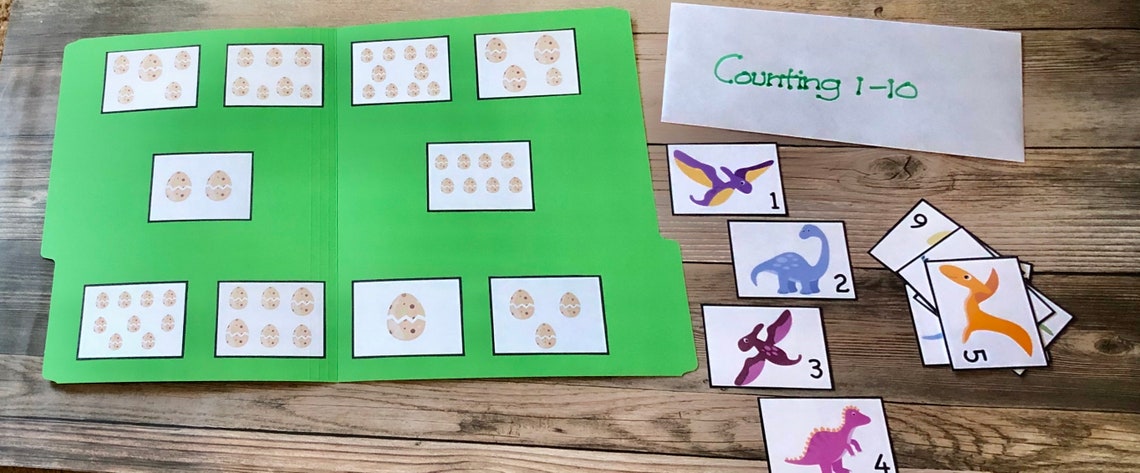 Counting File Folder Game Count to 10 Dinosaurs - Etsy