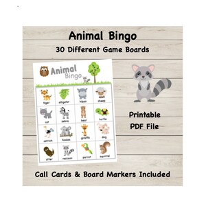 Animal Bingo 30 Different Game Boards Printable Game Call - Etsy
