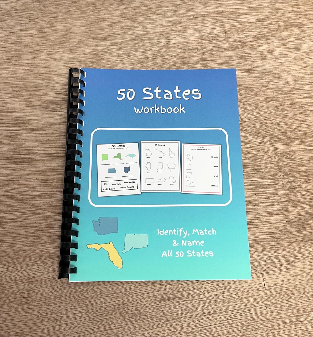 50 States Workbook - Identify and Name States - Dry Erase or Regular ...