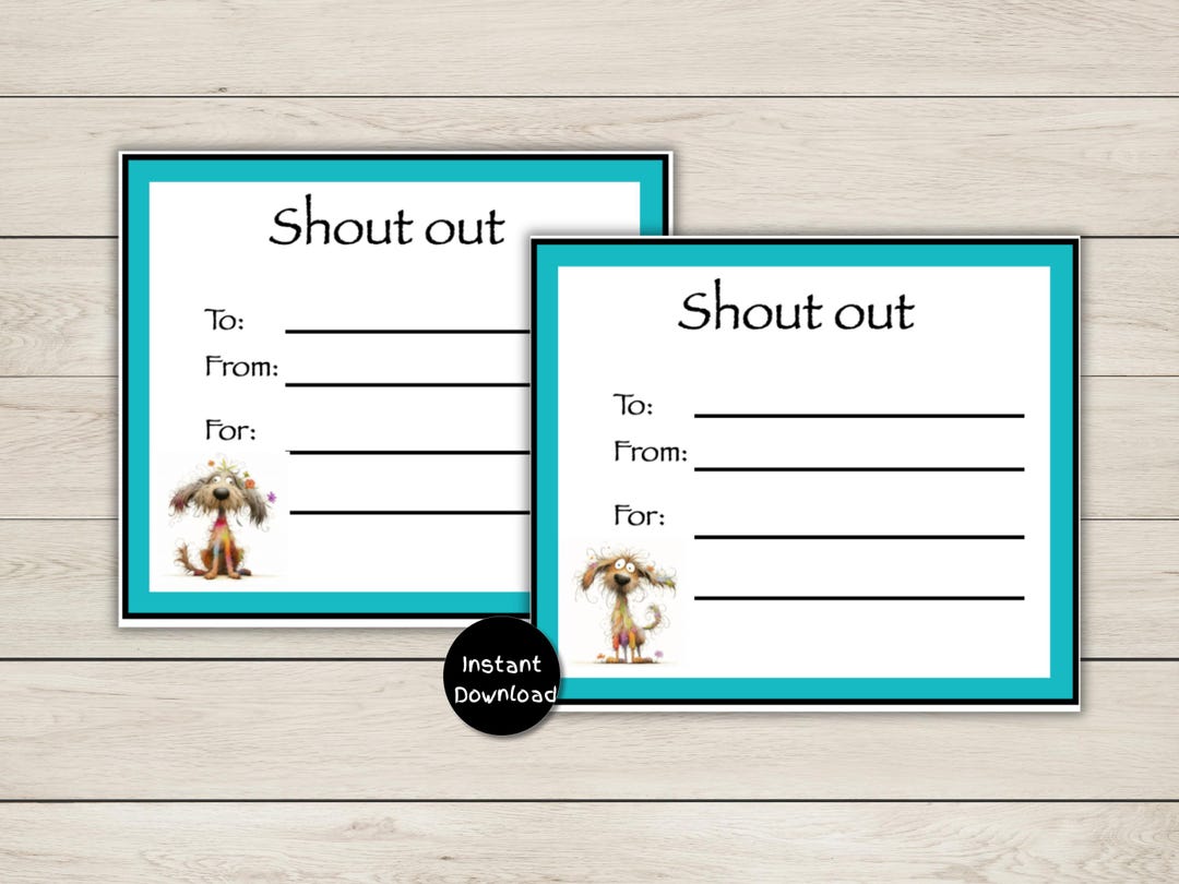 Dog Shout Out Cards - Encouragement Cards - Compliment Cards - Staff ...