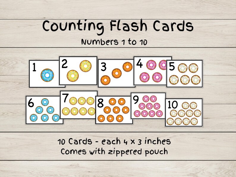 Donut Counting Flash Cards - Numbers 1 to 10 - Laminated - Comes With ...