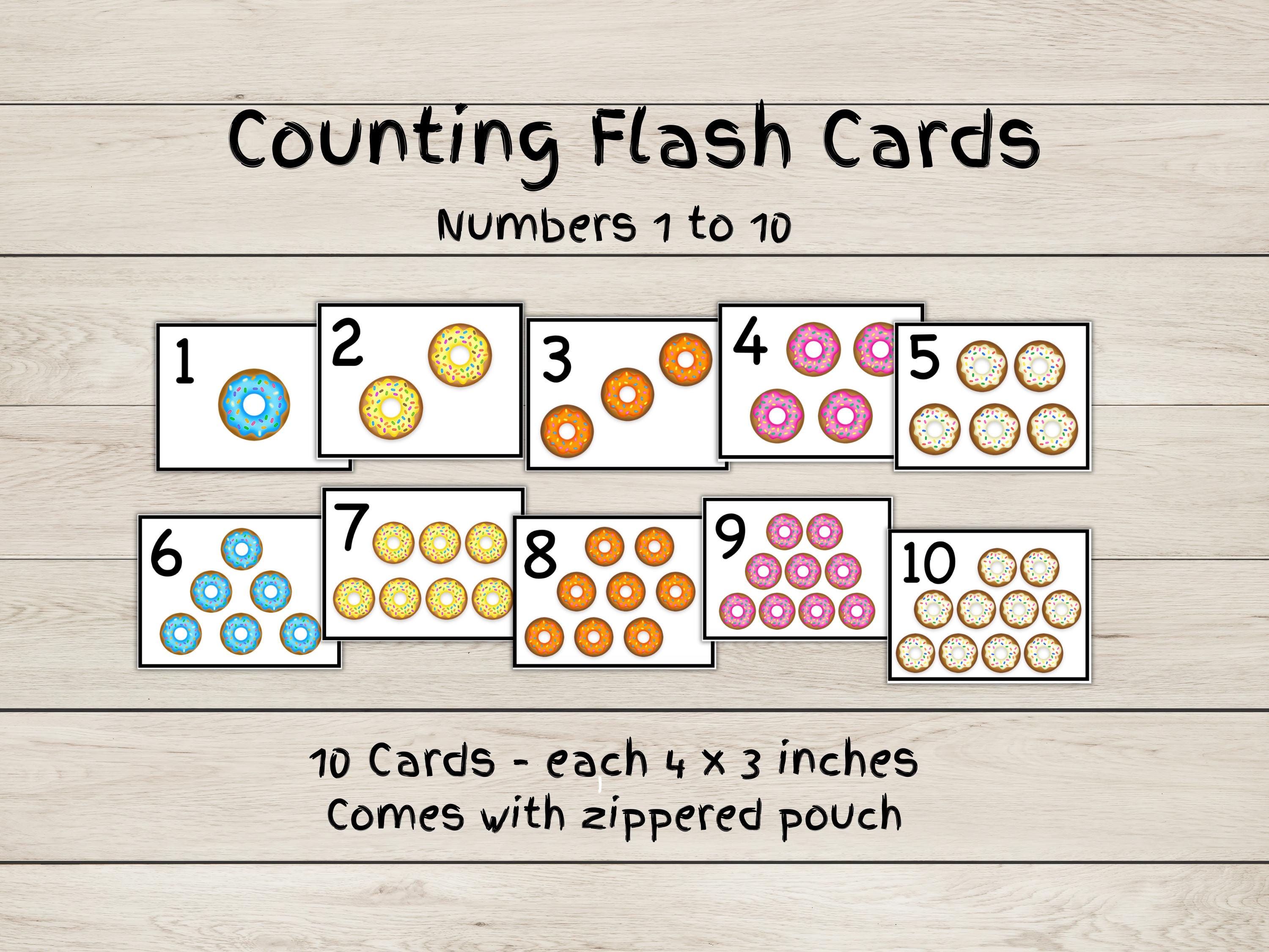 Donut Counting Flash Cards - Numbers 1 to 10 - Laminated - Comes With ...