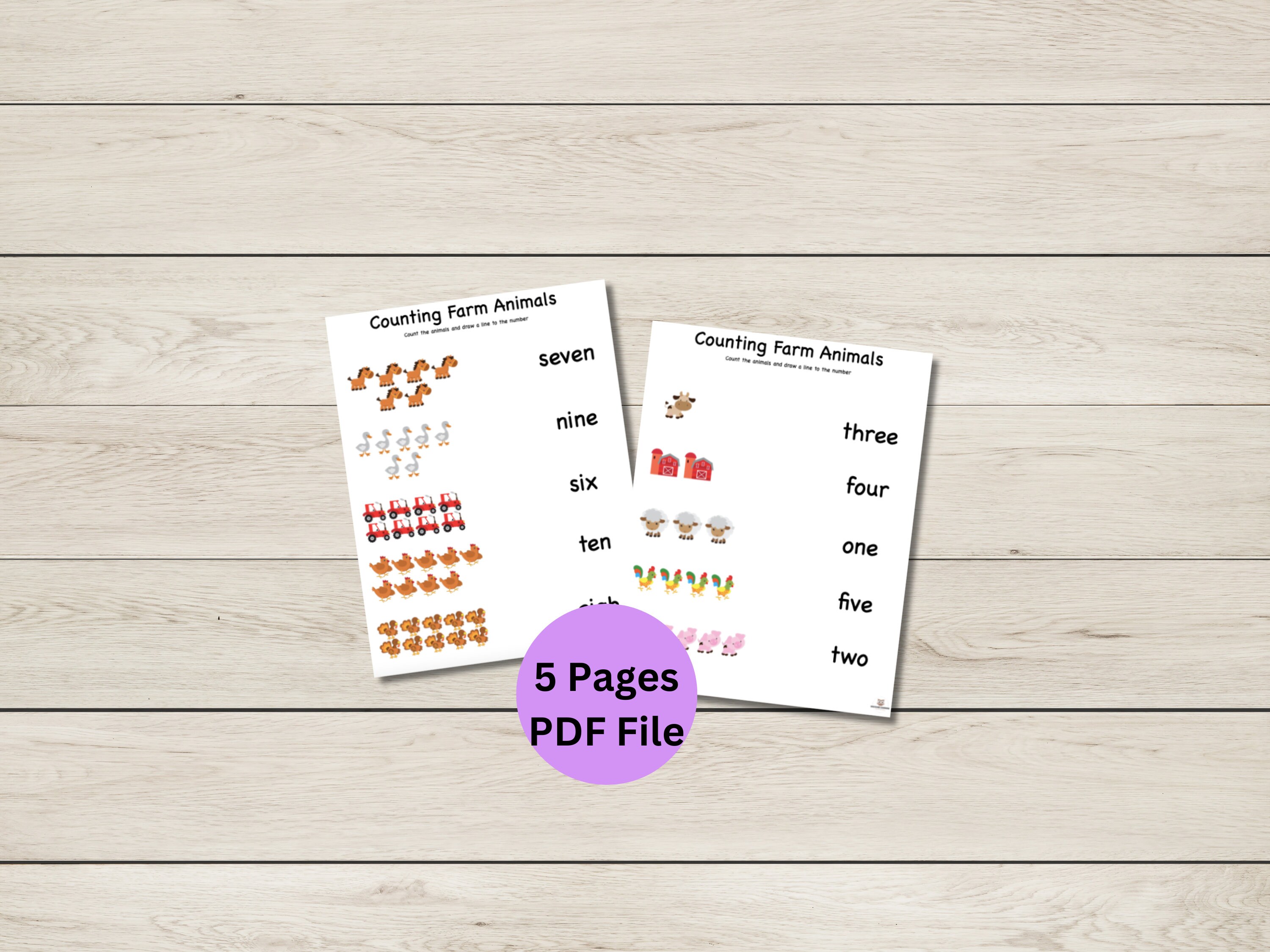 Counting Worksheets - Numbers 1 to 10 - Count the Farm Animals - Math ...