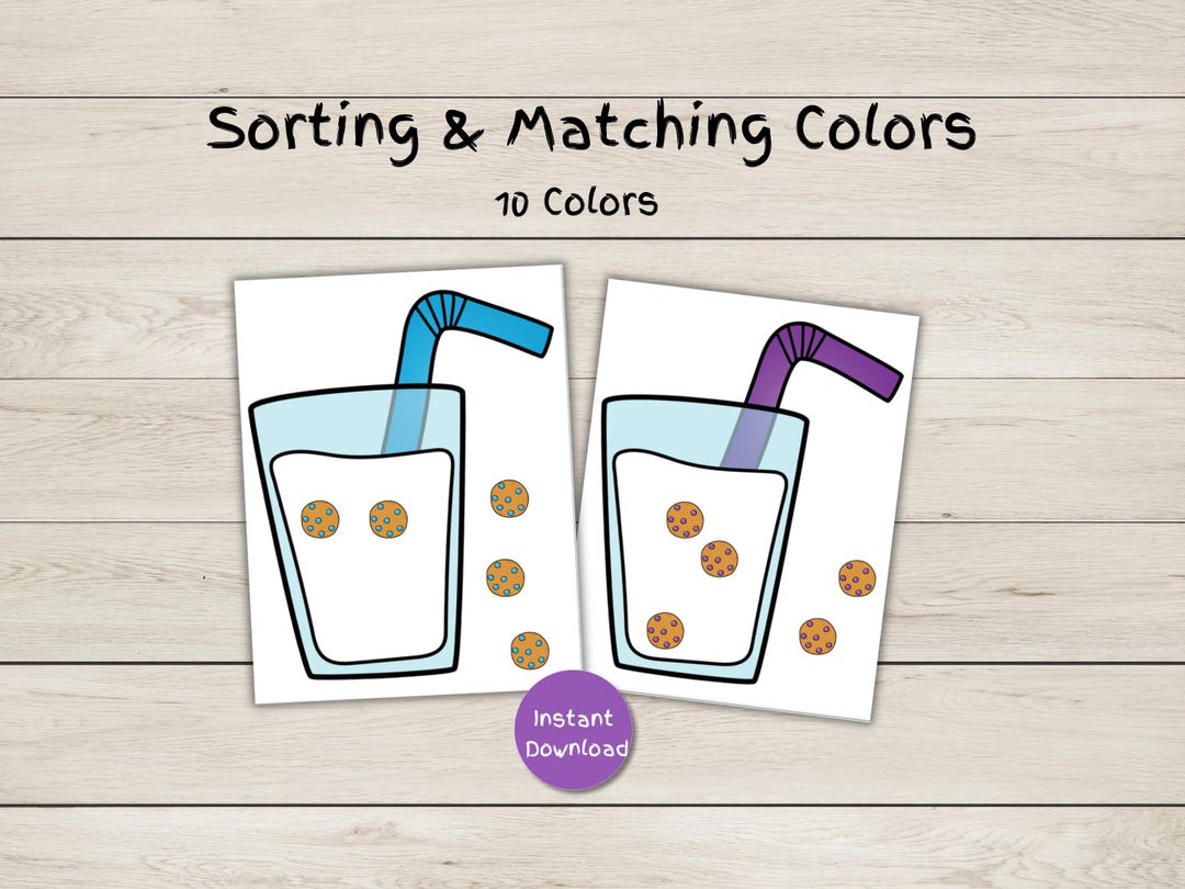 Sorting and Matching Colors Game - Printable PDF File - Milk and ...