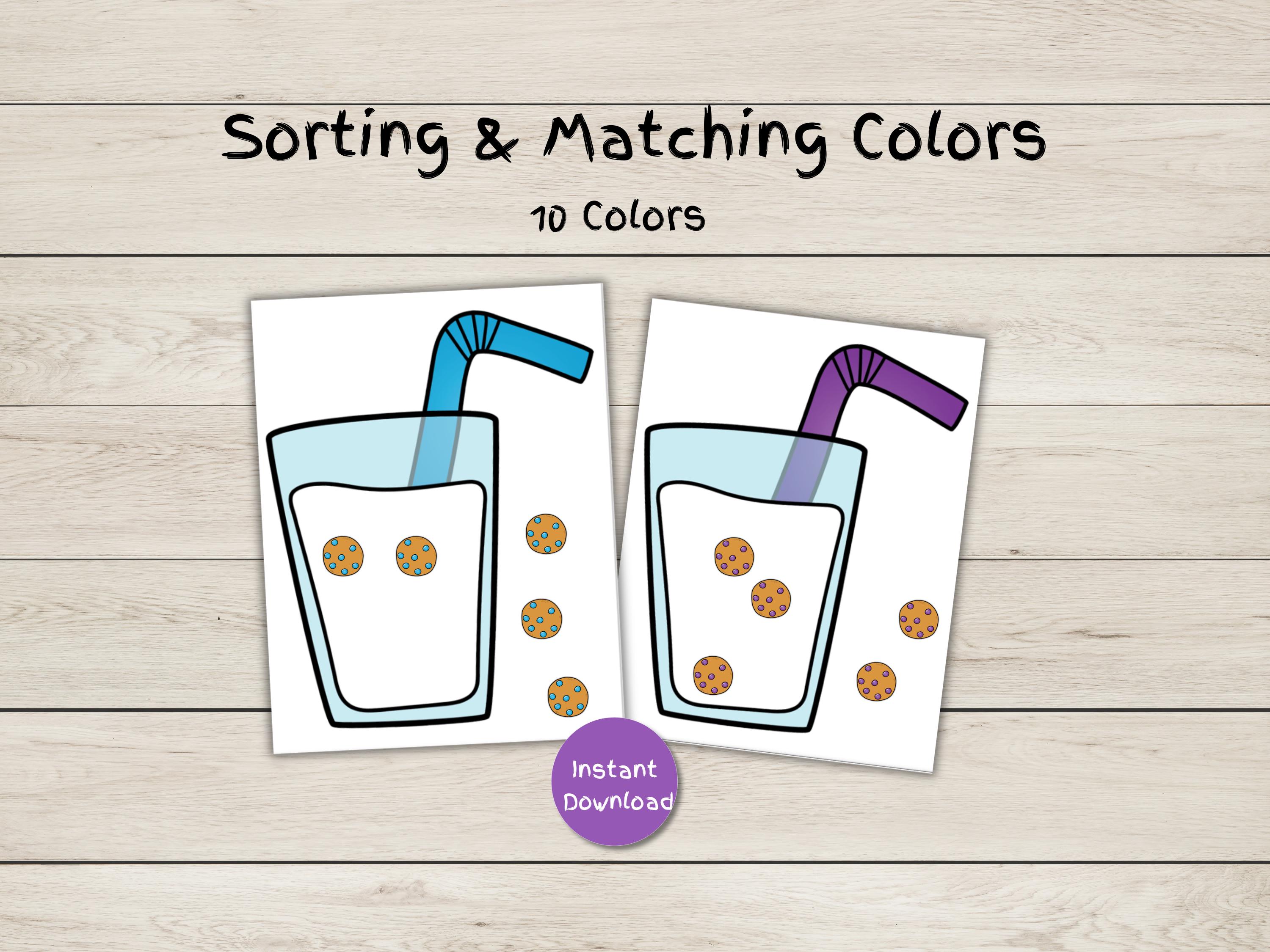 Sorting and Matching Colors Game - Printable PDF File - Milk and ...