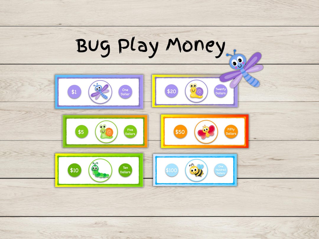 Play Money - Bug Theme - Printable PDF File - Pretend Play Money - Etsy