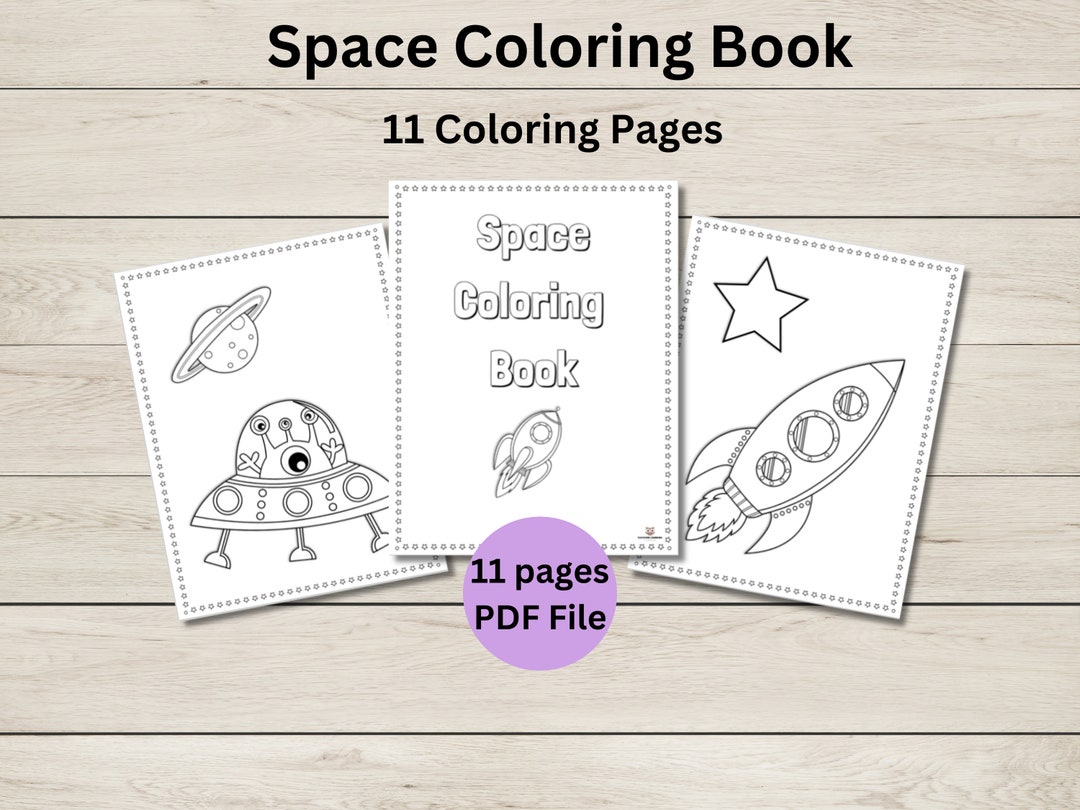 Space Coloring Book: 11 Printable Pages (PDF File) - Etsy