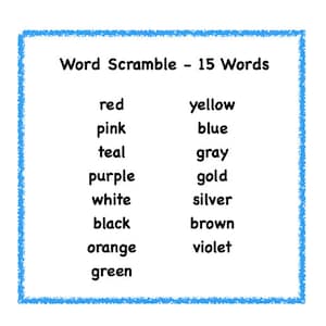 Colors Word Scramble - Printable PDF - Party Game, Classroom Game ...