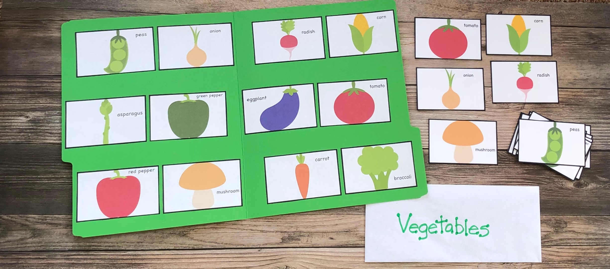 Fruits and Vegetables File Folder Games - Matching - Set of 2 - Etsy