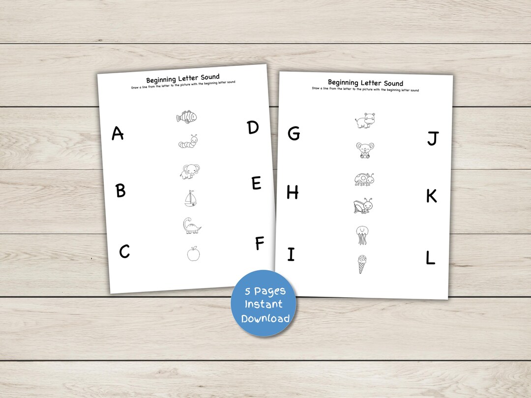Letter Sound Match Worksheets A-Z Learning Activity - PDF File - Etsy