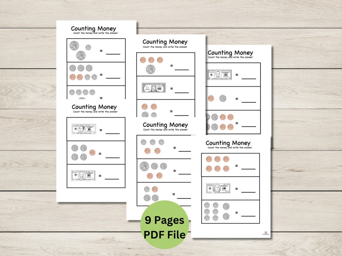 Counting Money Worksheets - Identify and Count Coins and Bills ...