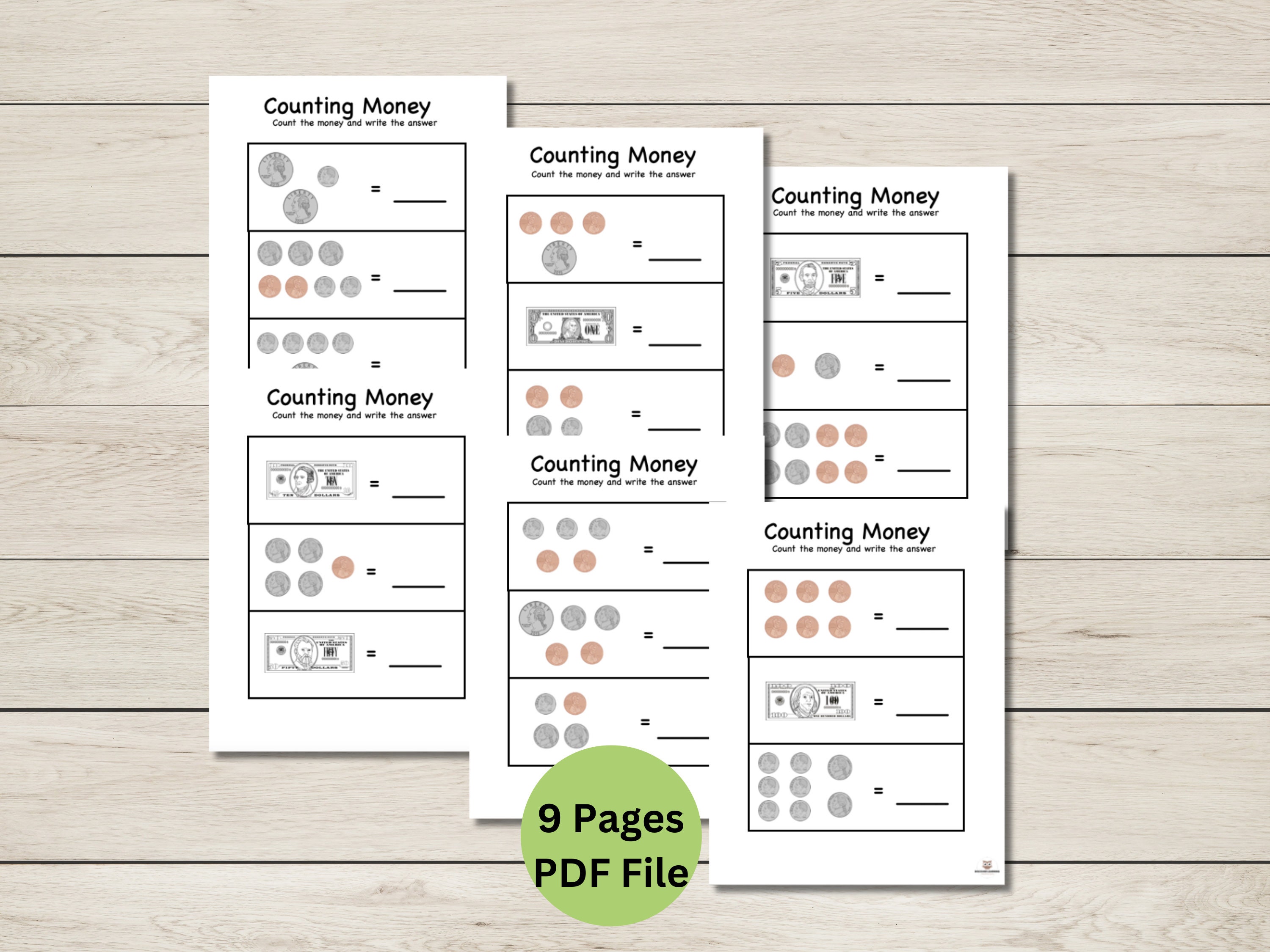 Counting Money Worksheets - Identify and Count Coins and Bills ...