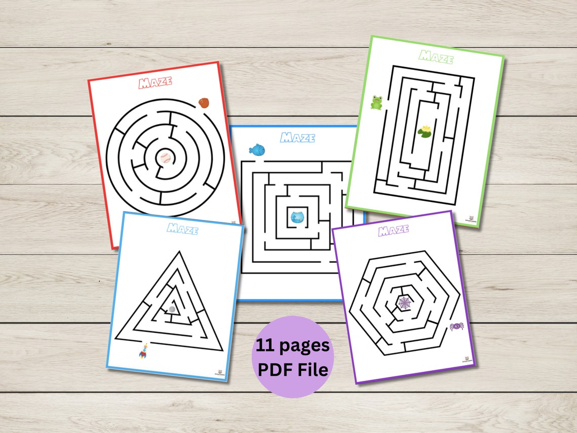 Kids Printable Mazes - Instant Download - 11 Mazes - Etsy