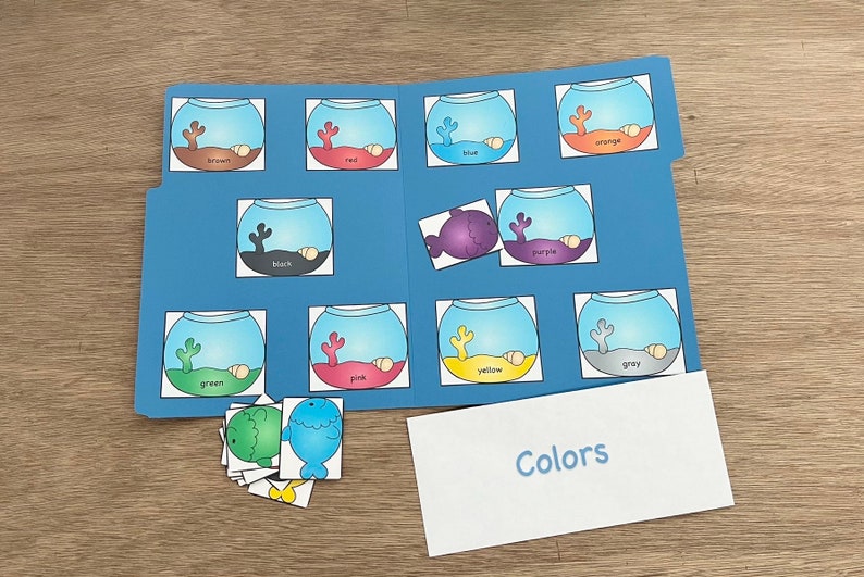 Counting and Colors File Folder Games Fish Theme - Set of 2 - Etsy