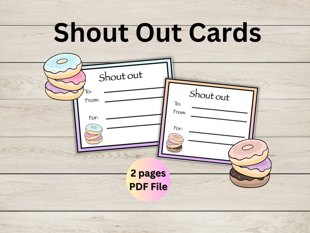 Shout Out Cards - Donuts - Teacher Shout Out Cards - PDF ...