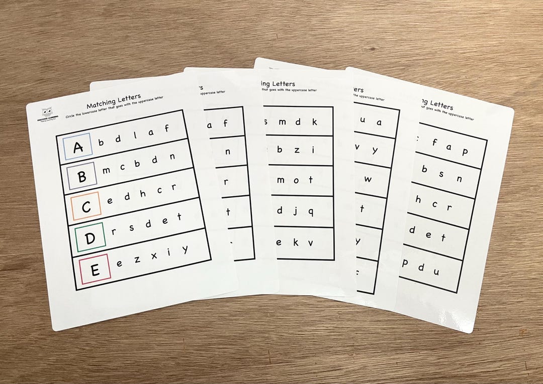 Reusable Laminated Alphabet Worksheets - Match Uppercase and Lowercase ...