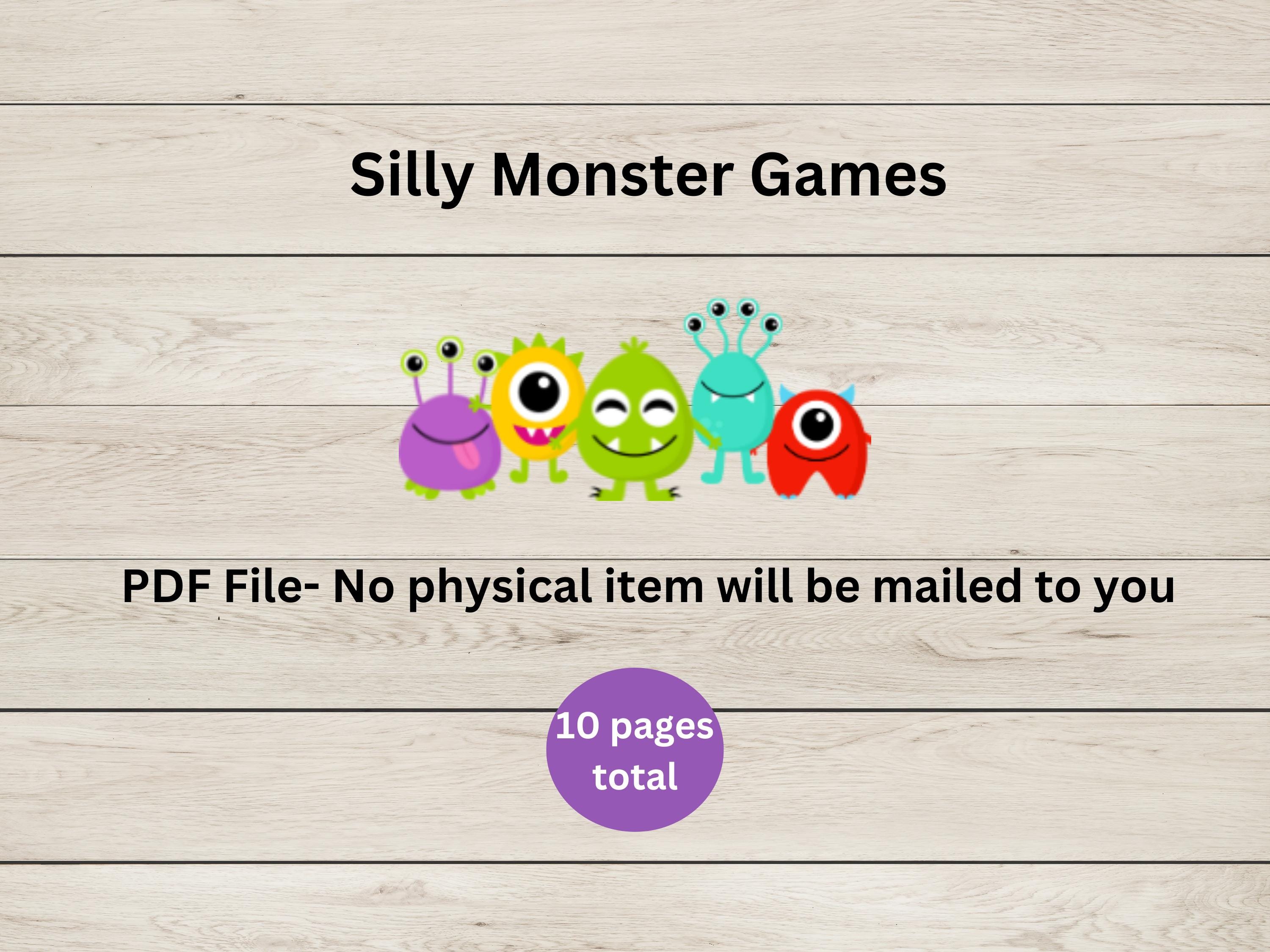 Silly Monsters Printable Games Activities - I Spy - Tic Tac Toe - Mazes ...