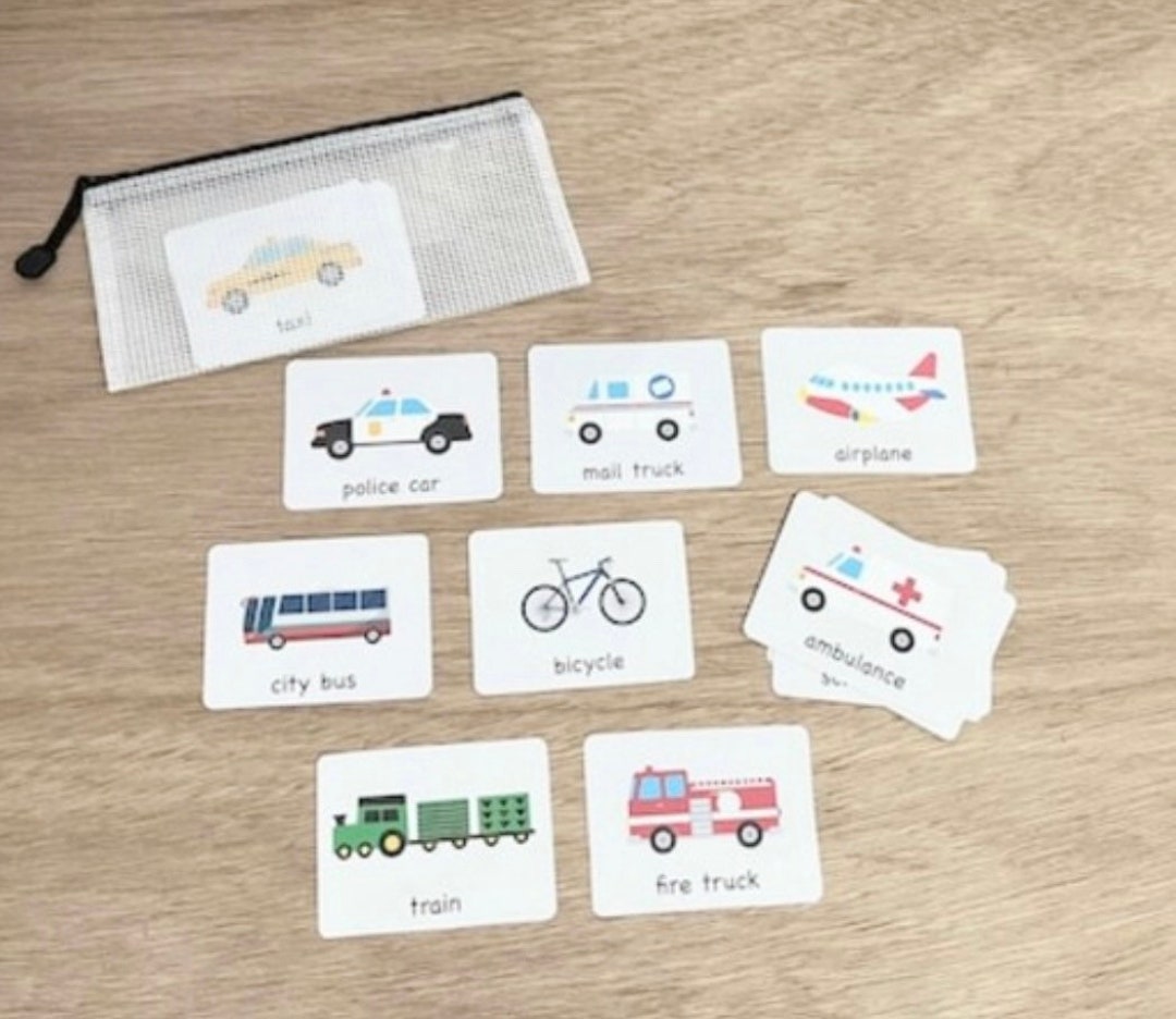 Transportation and Community Vehicles Flash Cards - Laminated - Comes ...