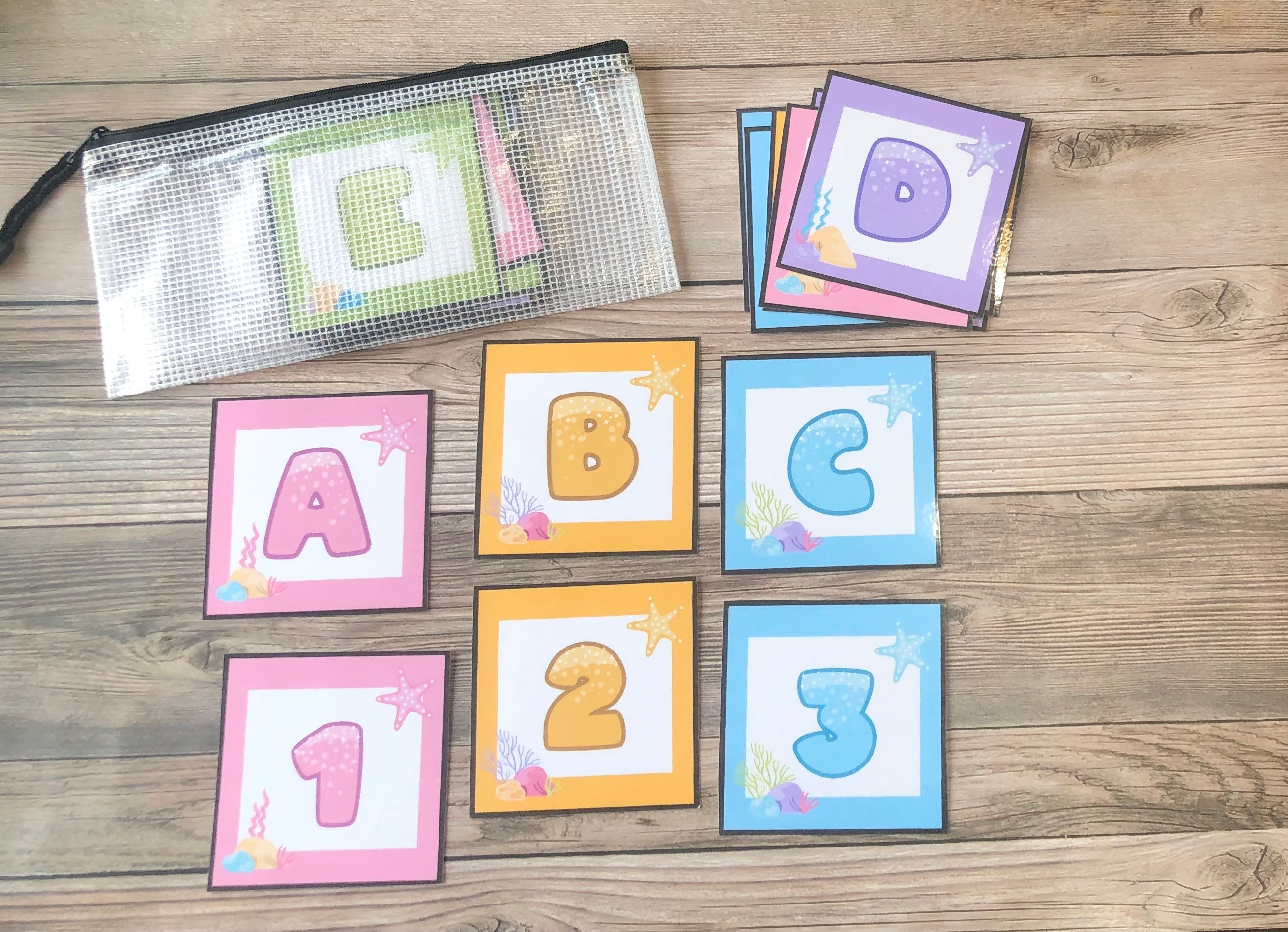 Alphabet Flash Cards and Numbers 1 to 10 Ocean Theme Laminated, Comes ...