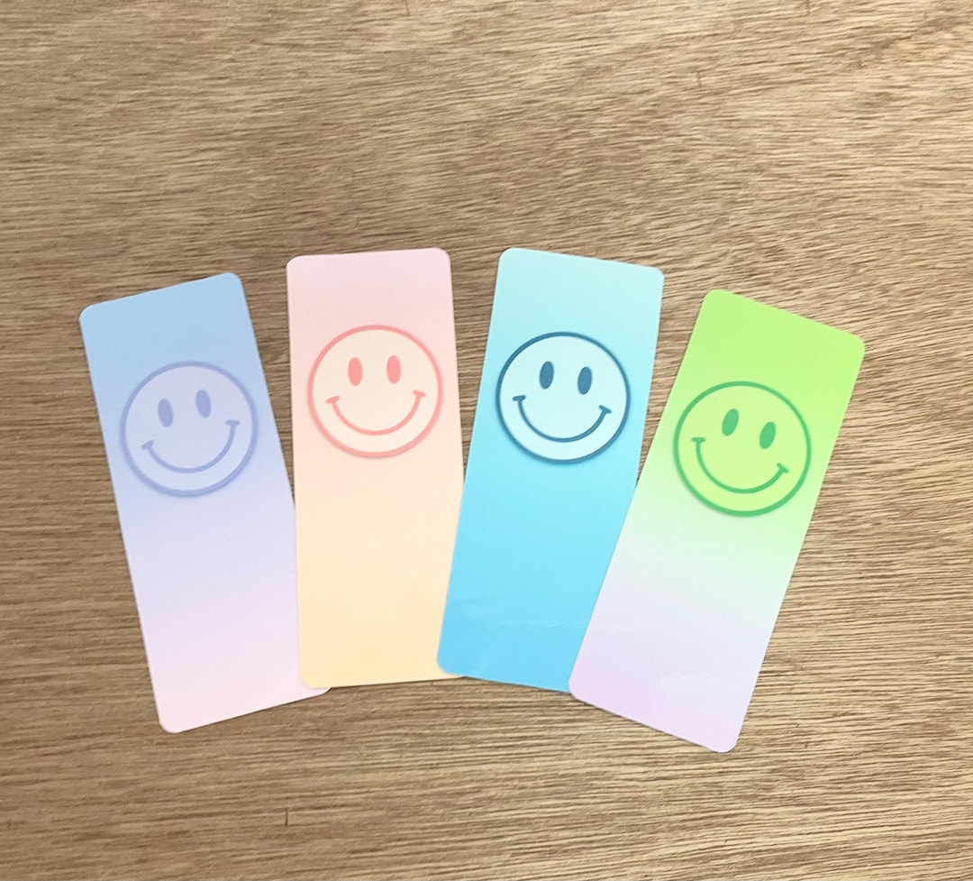 Happy Face Bookmarks - Set of 4 - Retro Smiley Face - Etsy