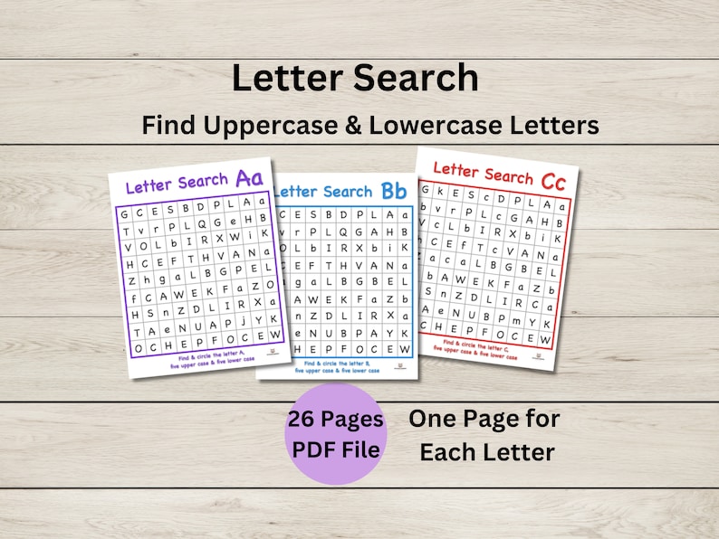 Alphabet Letter Search - Uppercase and Lowercase Letters - I Spy - PDF ...
