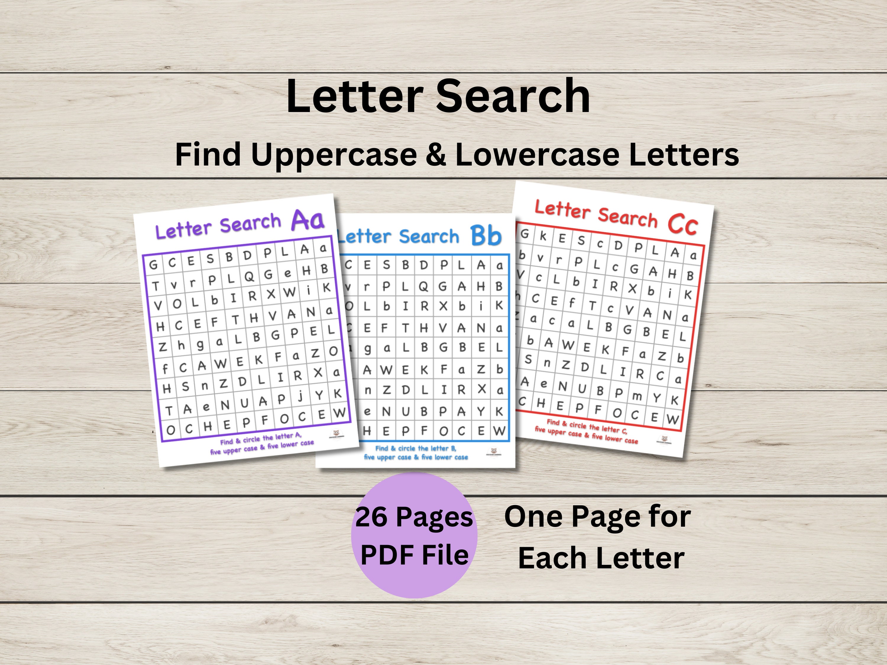 Letter Search Uppercase and Lowercase Letters Alphabet - Etsy