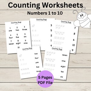 Counting Worksheets - Numbers 1 to 10 - Count the Bugs - Printable ...