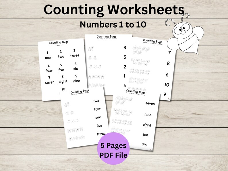 Counting Worksheets - Numbers 1 to 10 - Count the Bugs - Printable ...