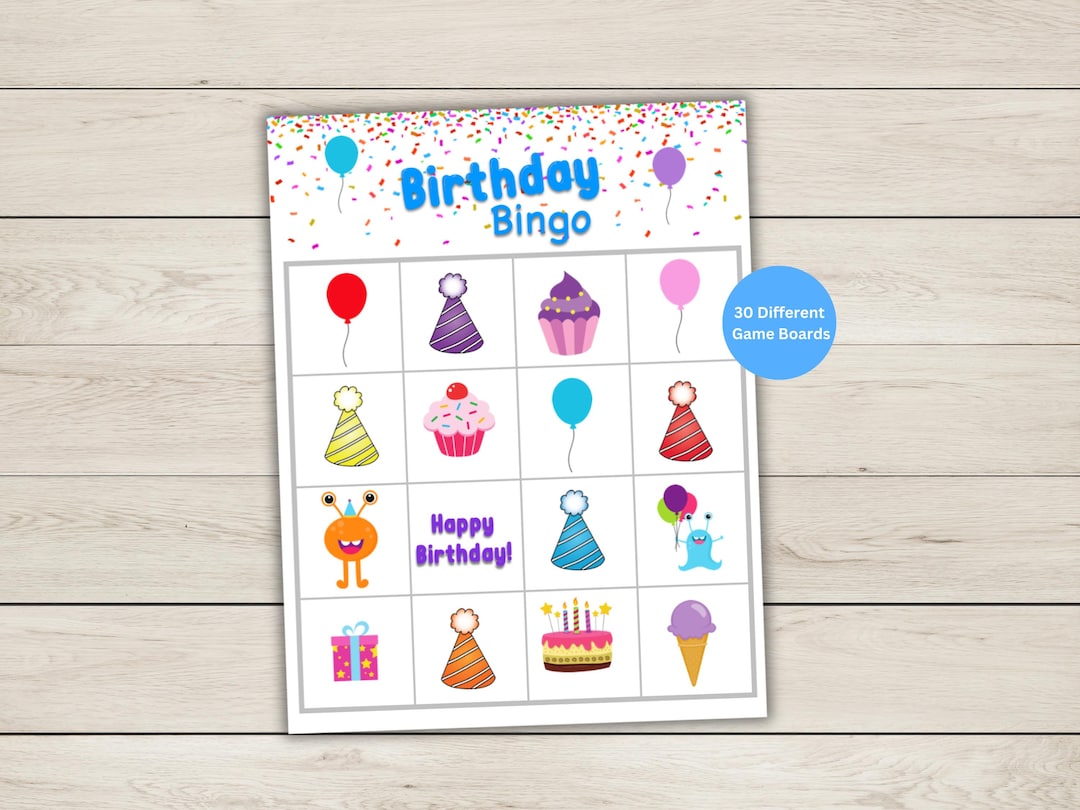 Birthday Bingo Game - 30 Gamr Boards - Call Cards - Markers - Party Fun ...