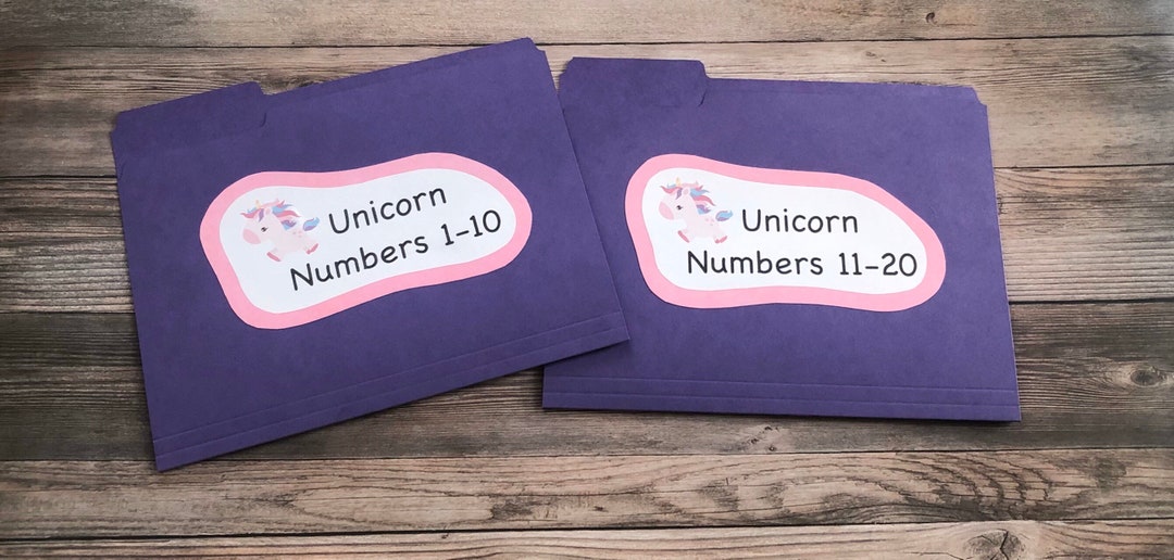 Numbers File Folder Games - Match Numbers 1-20 - Unicorns, Set of 2 - Etsy