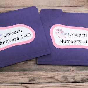 Numbers File Folder Games Match Numbers 1-20 Unicorns NEW | Etsy