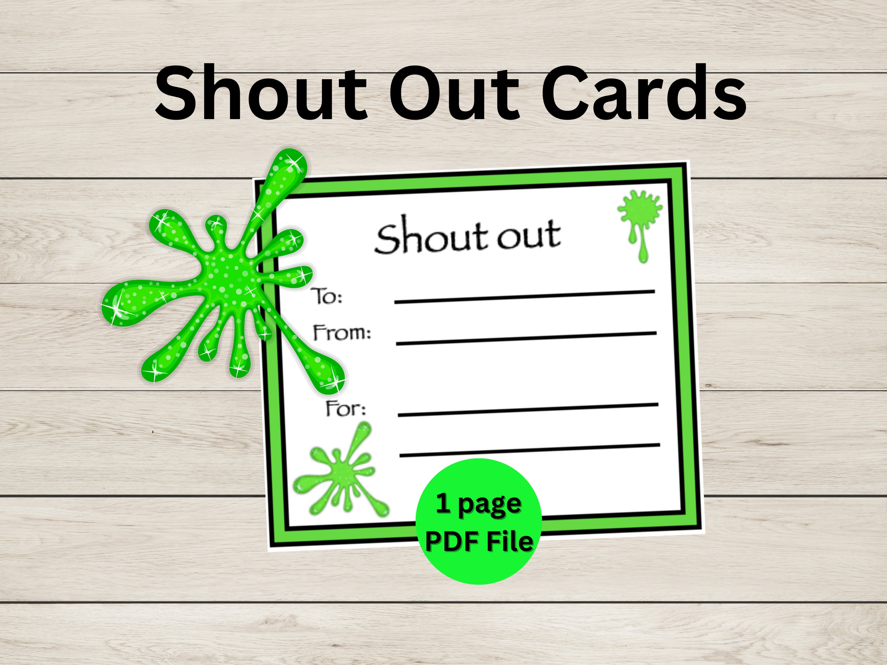Teacher Shout Out Cards Green Slime Parent Shout Out Cards Printable ...