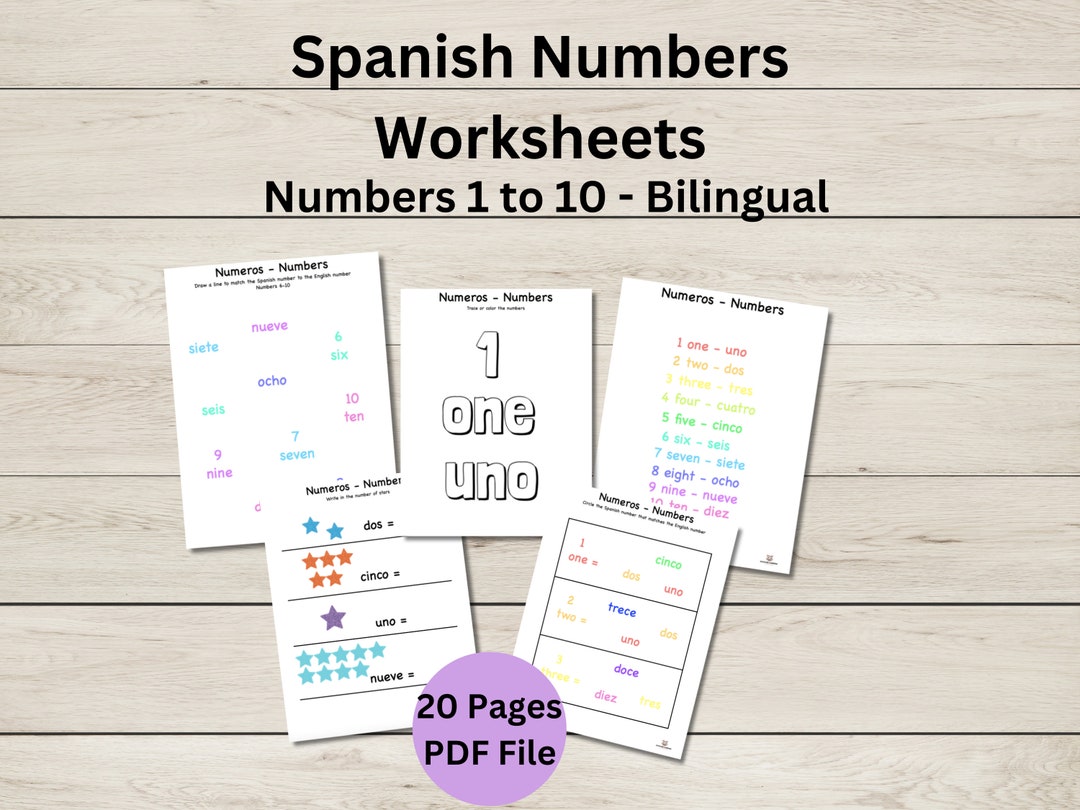 Spanish Numbers Worksheets -bilingual Worksheets- Match and Identify ...