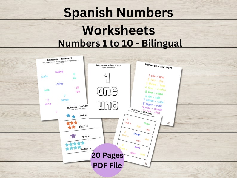 Spanish Numbers Worksheets -bilingual Worksheets- Match and Identify ...