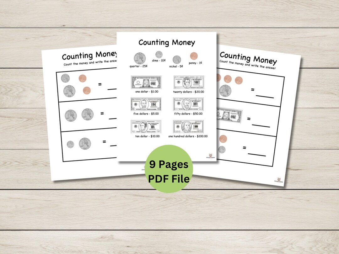 Counting Money Worksheets - Identify and Count Coins and Bills ...