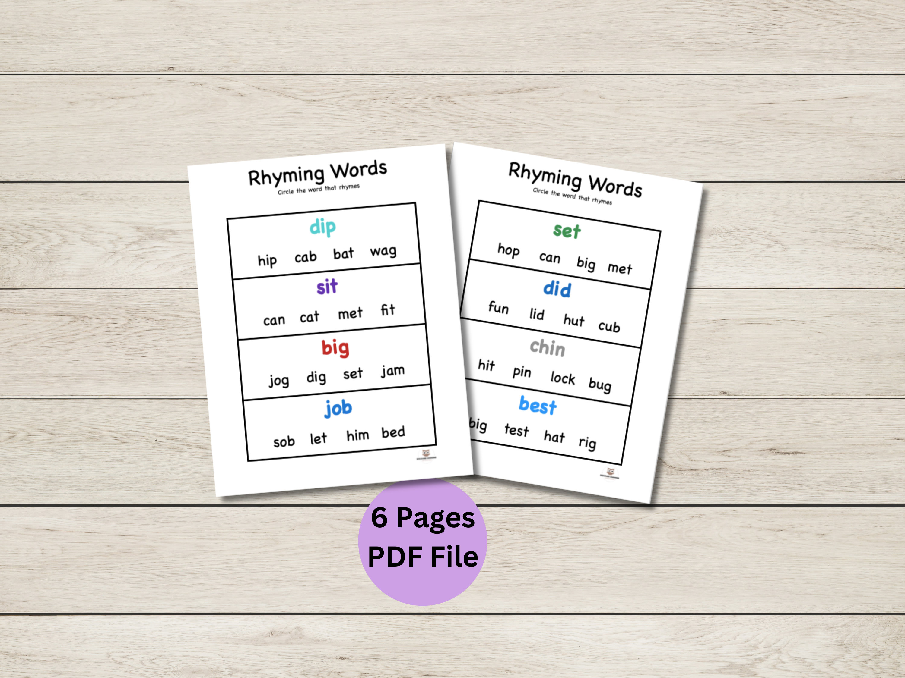 Rhyming Words Worksheet Three and Four Letter Words Circle the Word ...