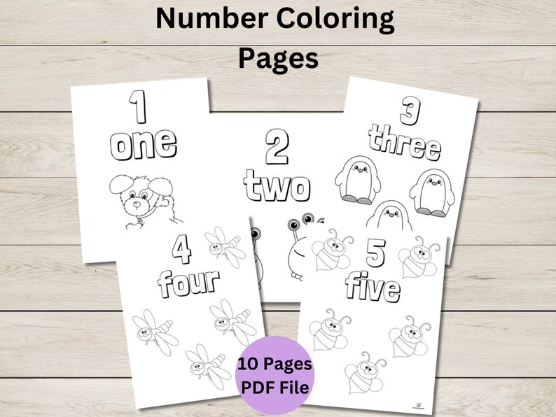 Number Coloring Book One Page for Each Number Numbers 1 to 10 Instant ...