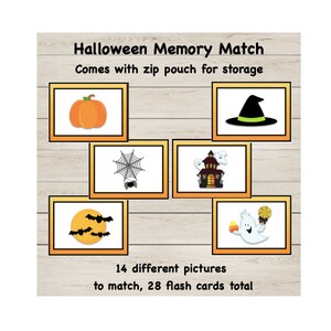 Halloween Memory Match Game - Laminated - Comes With Zip Pouch - Etsy