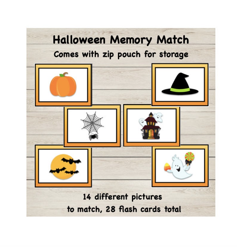 Halloween Memory Match Game - Laminated - Comes With Zip Pouch - Etsy