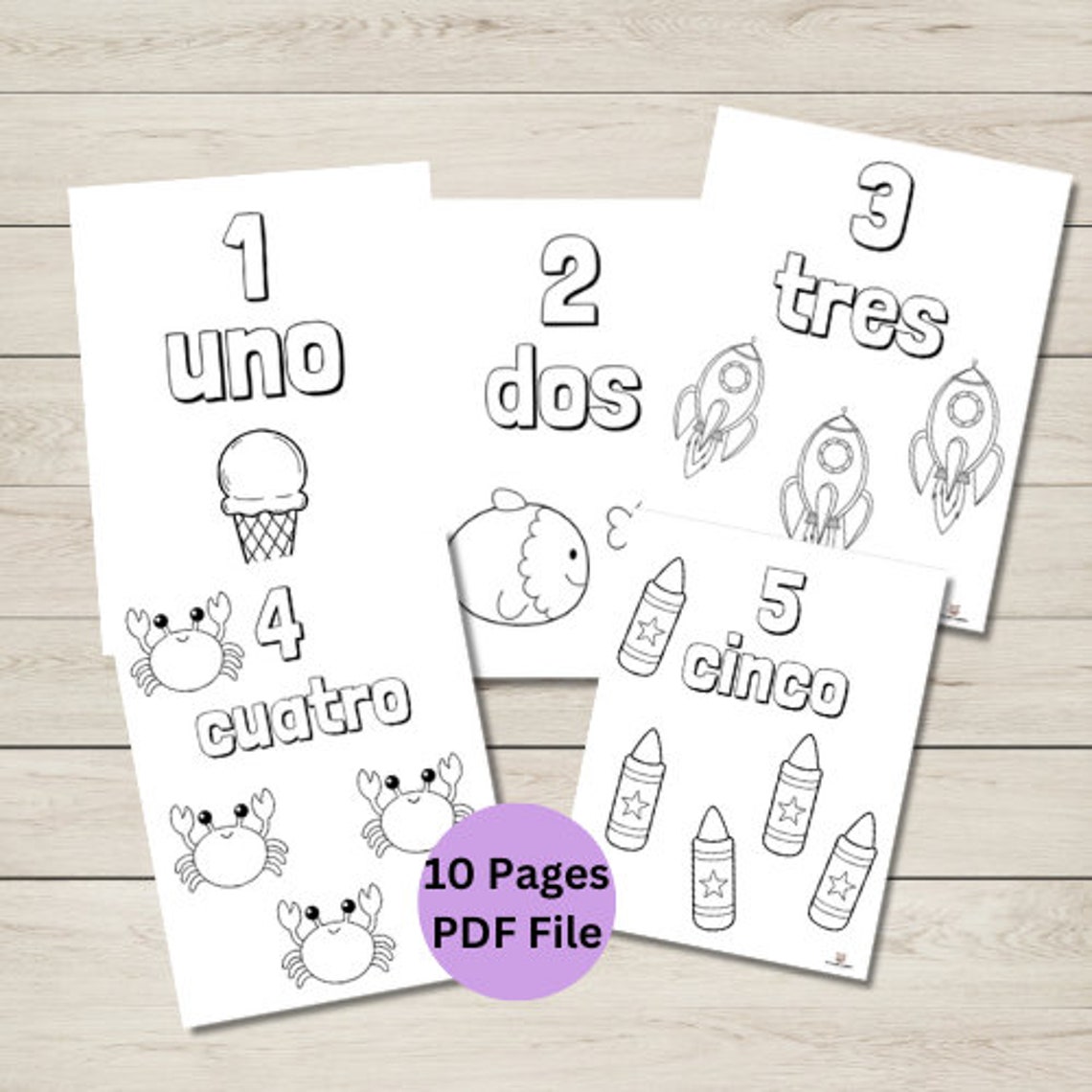 Spanish Numbers Coloring Pages - One Page for Each Number - Numbers 1 ...