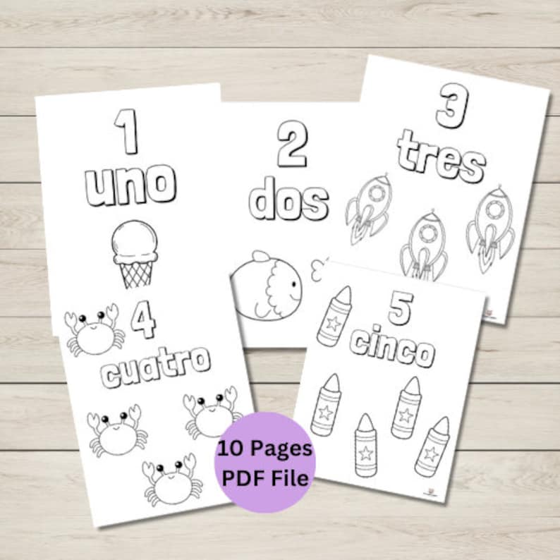 Spanish Numbers Coloring Pages - Counting - Numbers 1 to 10 - Printable ...